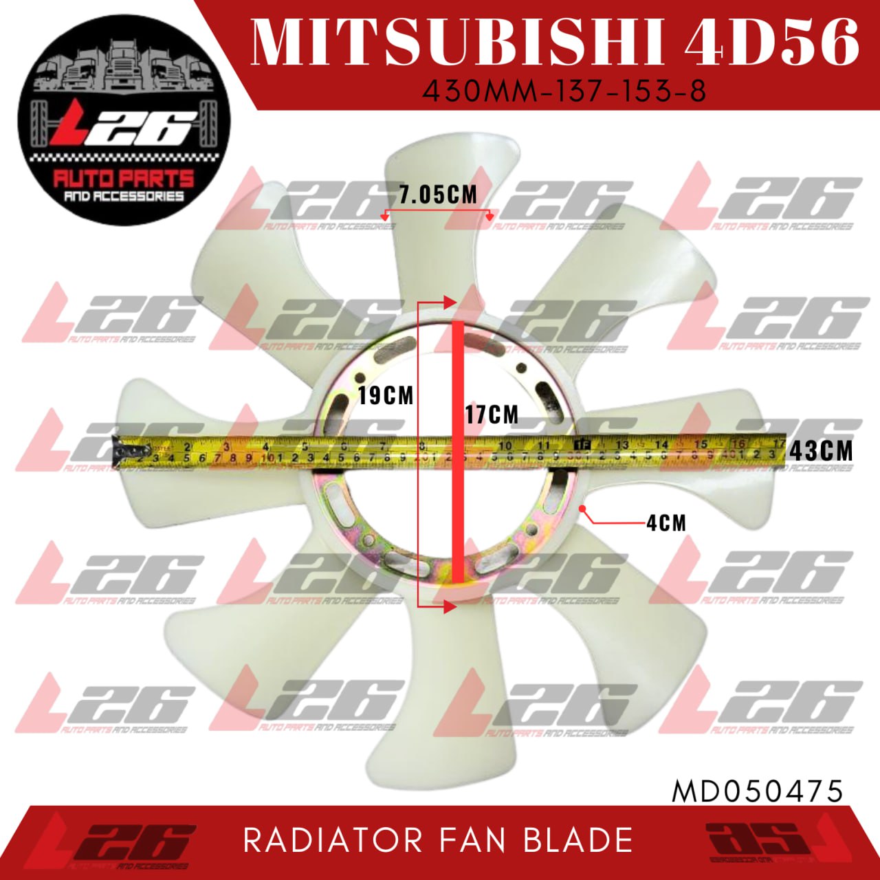 Radiator Fan Blade for Mitsubishi 4D56 Engine 430mm*137*153*8blade ...