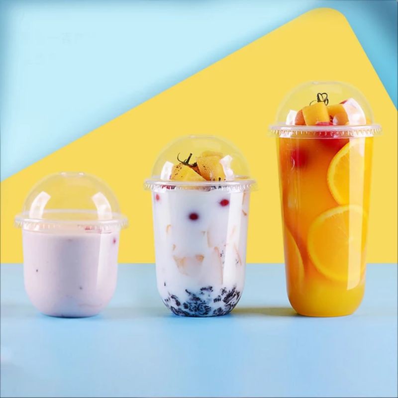 [100pcs] 95mm Disposable Plastic PP Y Cup With Lid Milk Tea Cups Cold ...