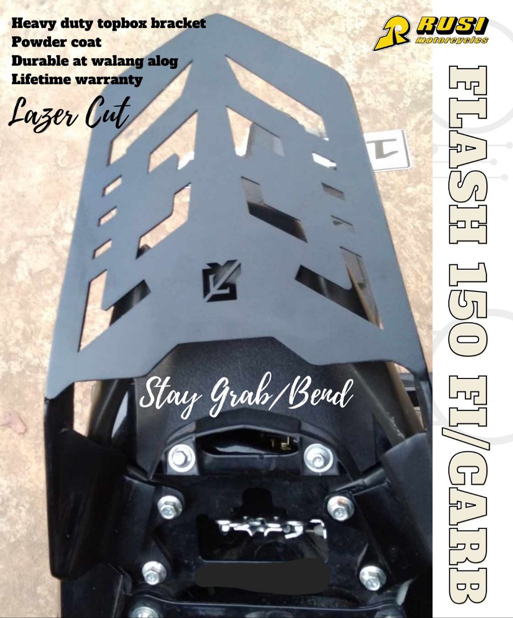 Rusi Flash 150 Fi/Carb Flash 150x Stay Grab Lazer Cut Bended Topbox ...