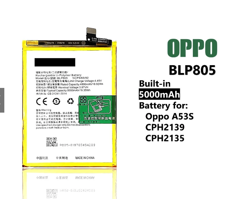 Linshun BLP805 batteries OPPO A53 2020 A32 2021 A54 4G A53S A16 A16S ...