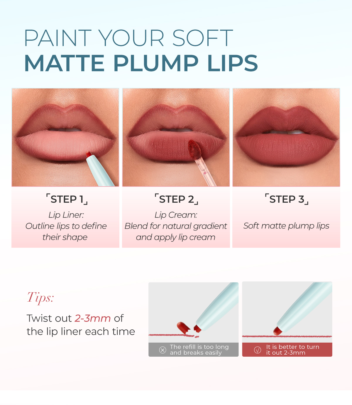 SACE LADY Matte 2 in 1 Lipliner Non-stick Waterproof Velvet Lipstick ...