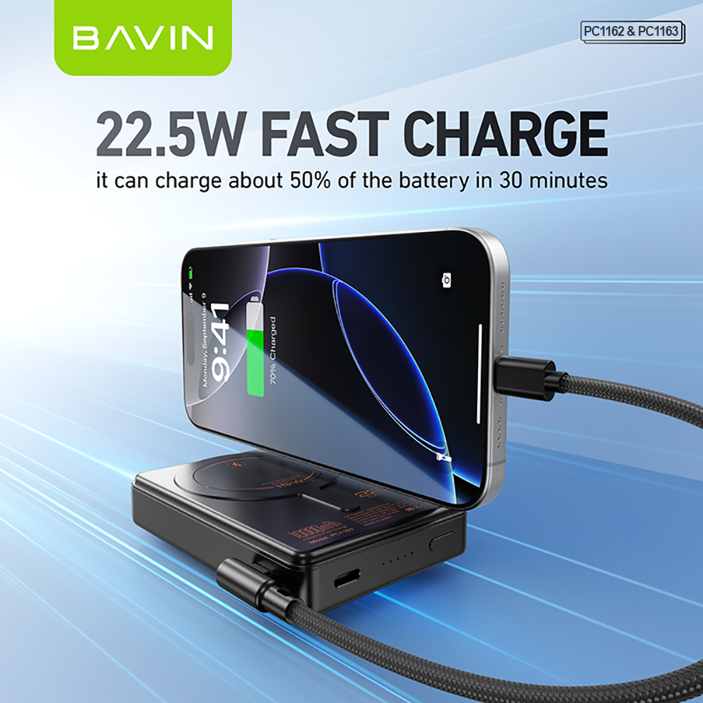 BAVIN PC1162 5000mAh / PC1163 10000mAh Magnetic Wireless Power Banks w ...