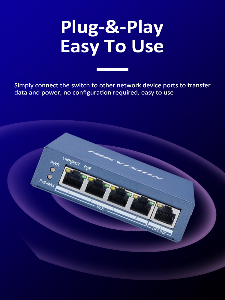 Hikvision CCTV 4/8/16-Port Switch Fast Ethernet Unmanaged POE Switch 10 ...