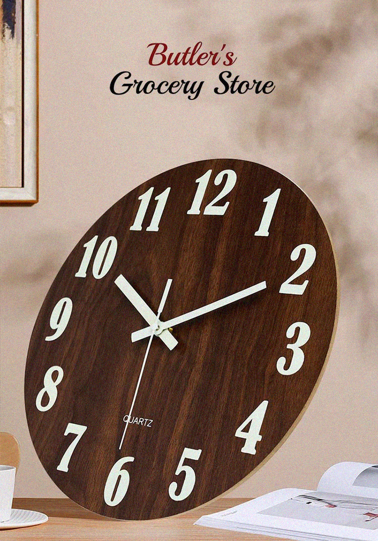 Butler's 12/10/8lnch Glow in the dark wall clock wooden home decoration ...