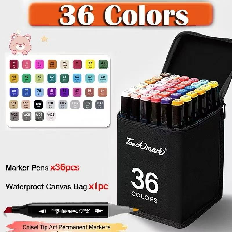 JS #Twin Tip Pen Marker Set Dual Head Oily Alcoholic Sketch Markers ...