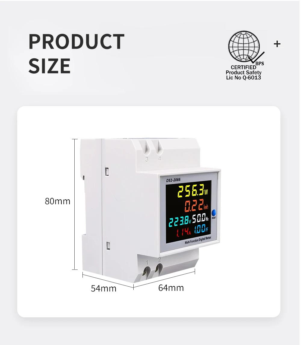 TOMZN 6IN1 Din Rail AC Monitor 380V 100A Voltage Current Power Factor ...