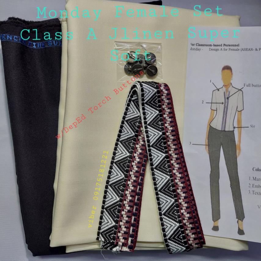 2025 Original FEMALE (F) DepEd Teachers Uniform Fabric cloth w/ correct ...