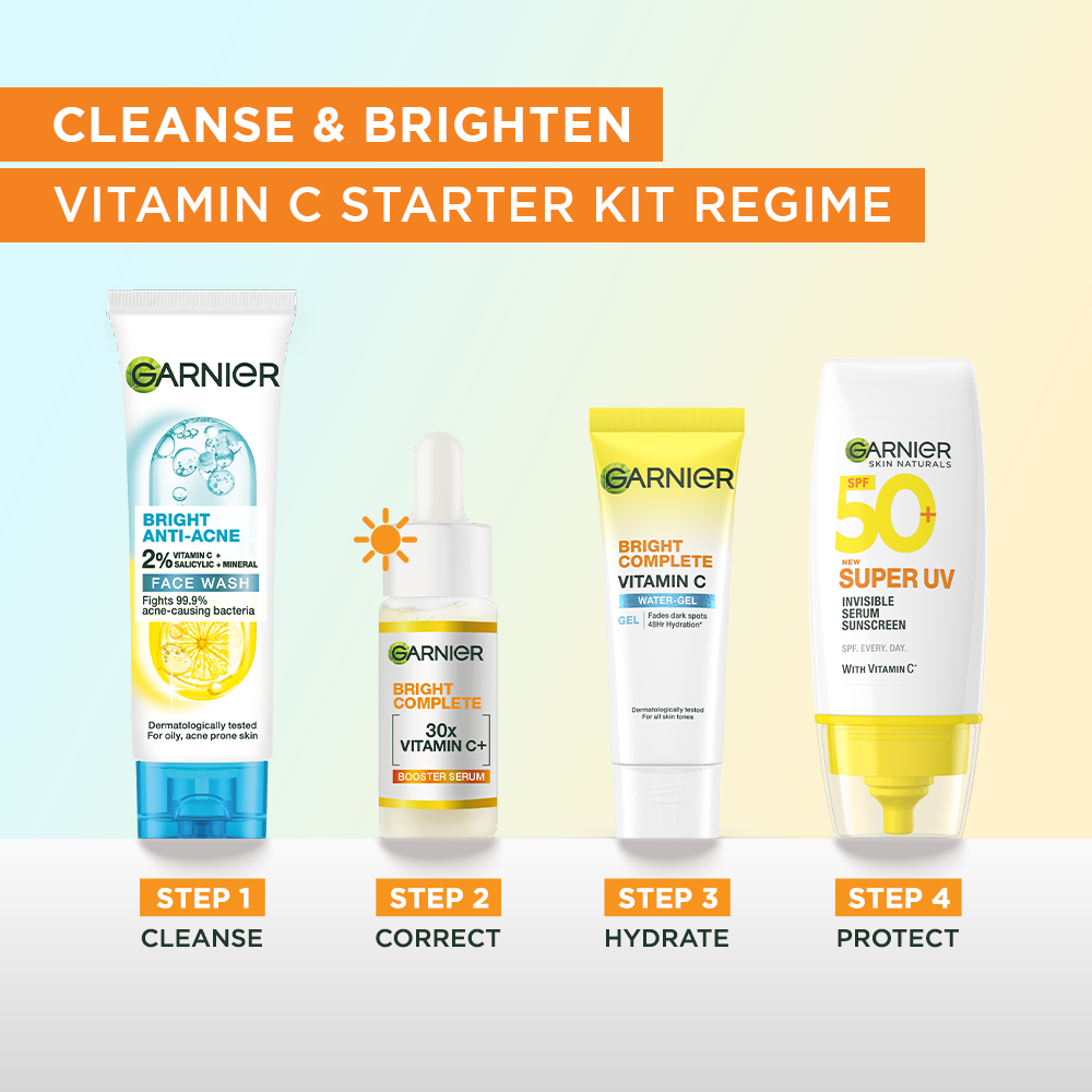 NEW Garnier Vitamin C Starter Kit: Salicylic Acid Cleanser, Niacinamide ...