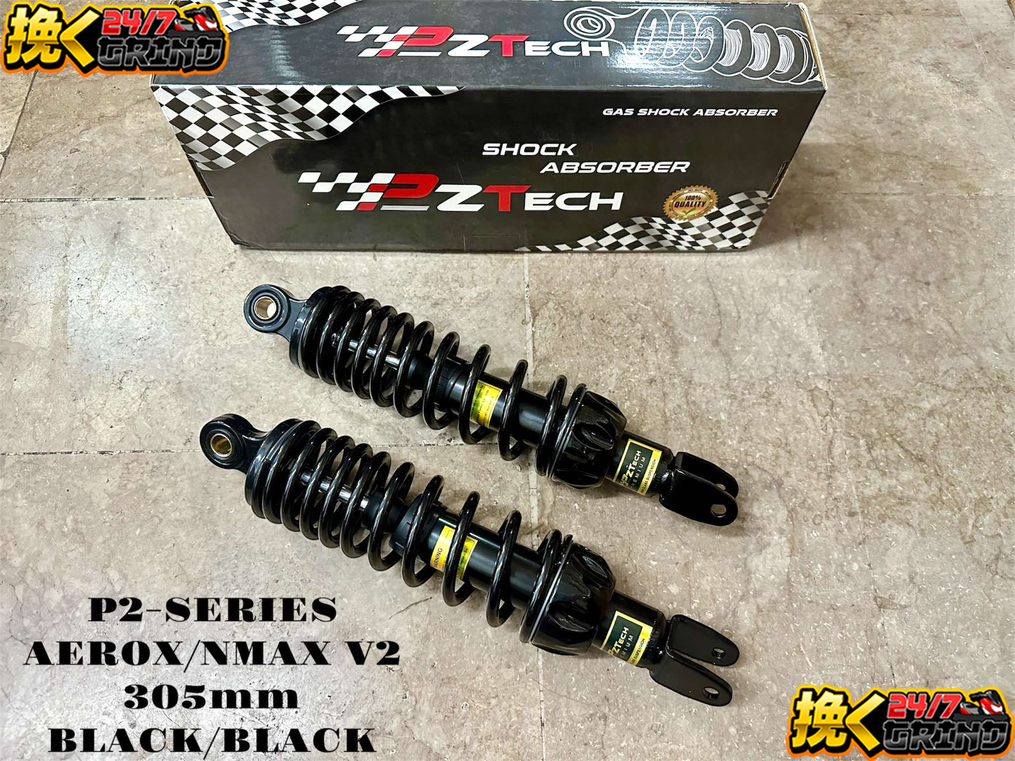 PZ TECH Rear Shock With Tank Fully Adjustable For Aerox v1 v2 / Nmax v1 ...