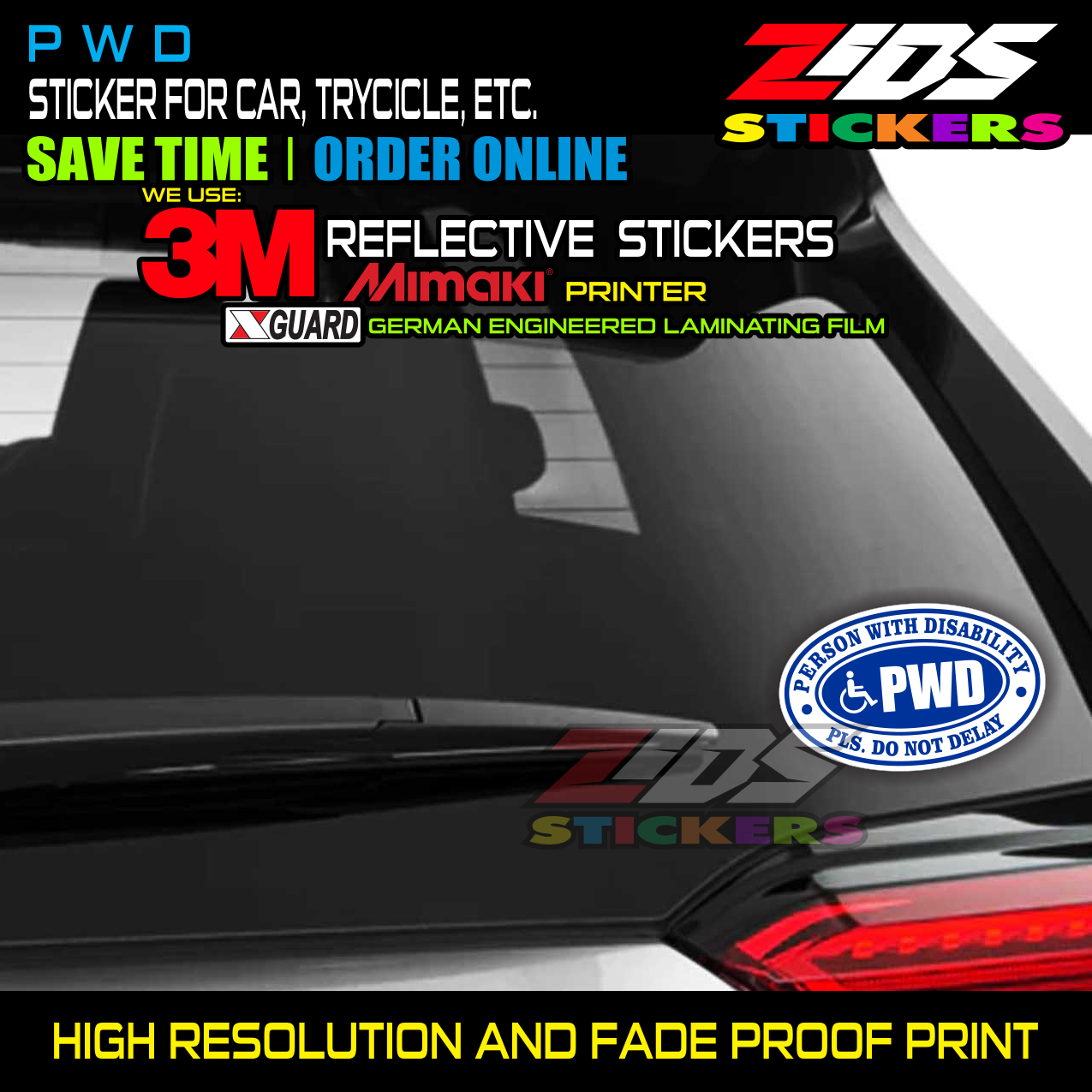 pwd 3m reflective printed laminated sticker for cars, motorcyle, etc ...