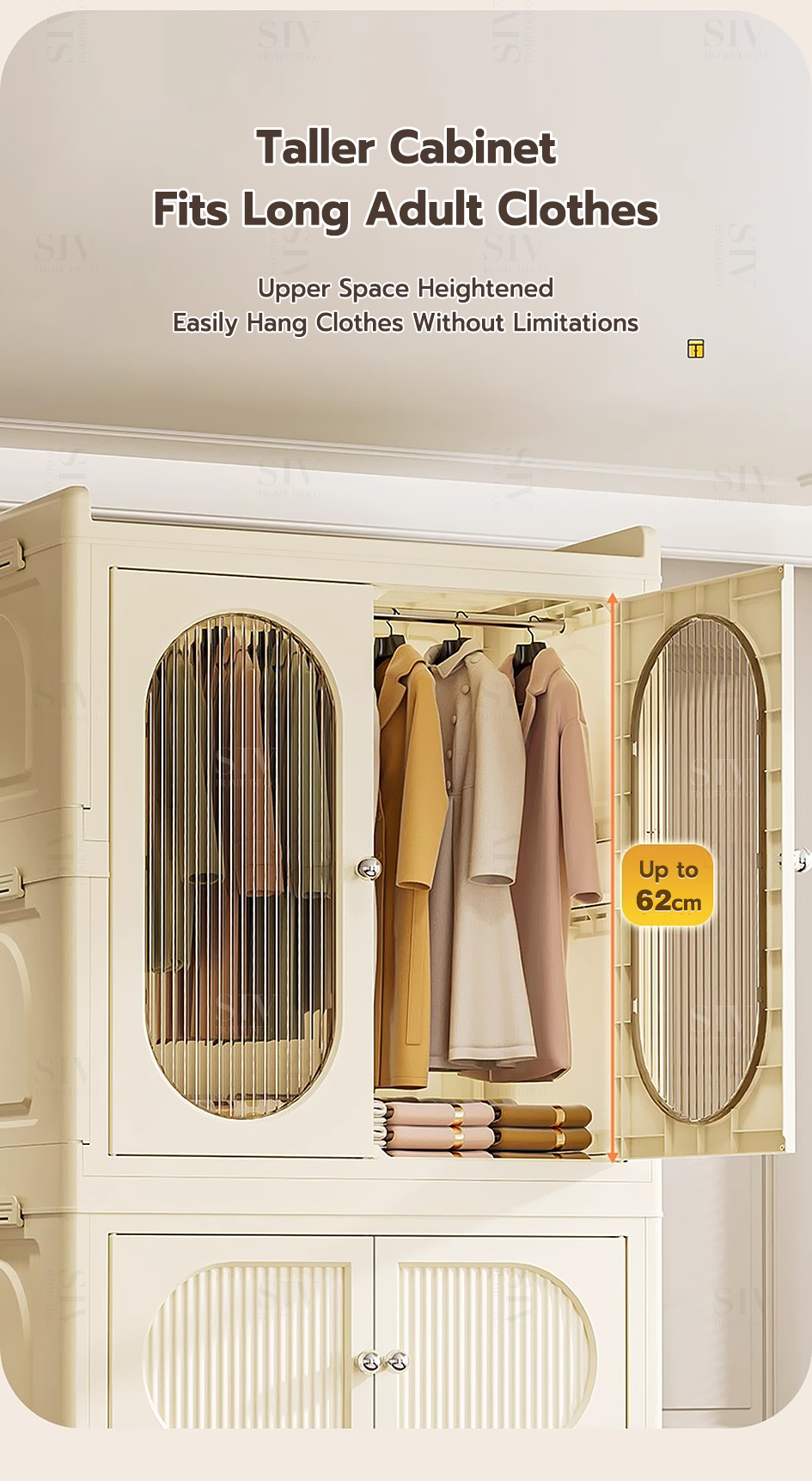 「80cm Jumbo」SIV Foldable Cabinet for Clothes Plastic Wardrobe Closet ...