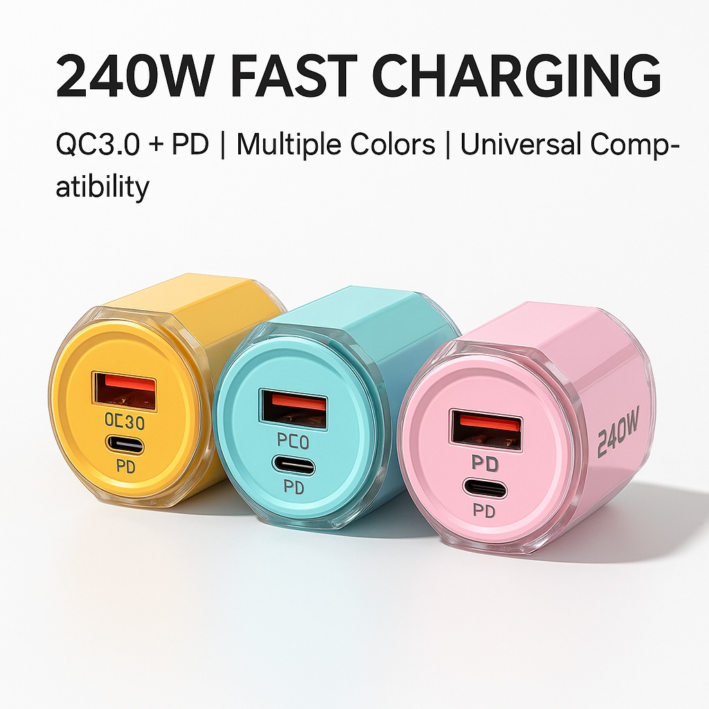 240W USB C Charger QC30 PD Fast Charging Adapter Multi Port Wall Plug ...