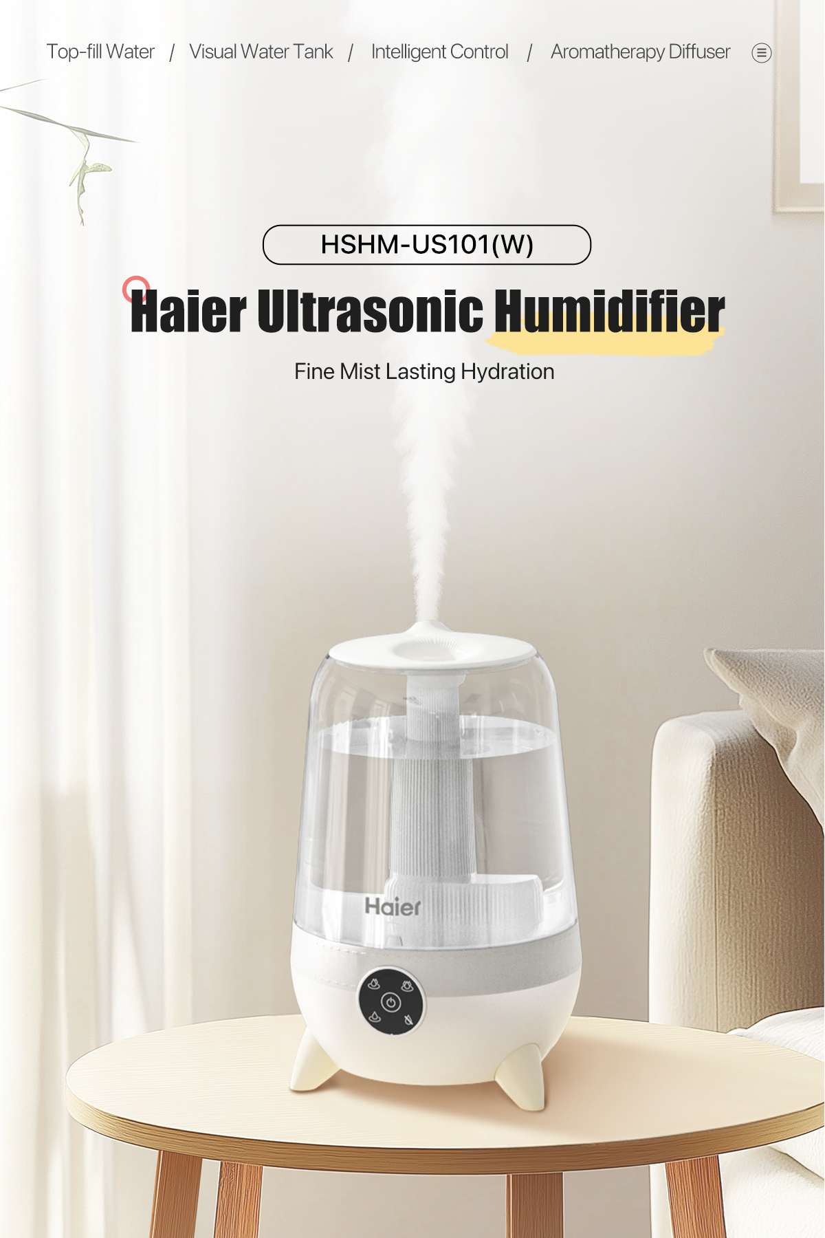 Haier US101 Ultrasonic Air Humidifier Aromatherapy Diffuser Smart ...