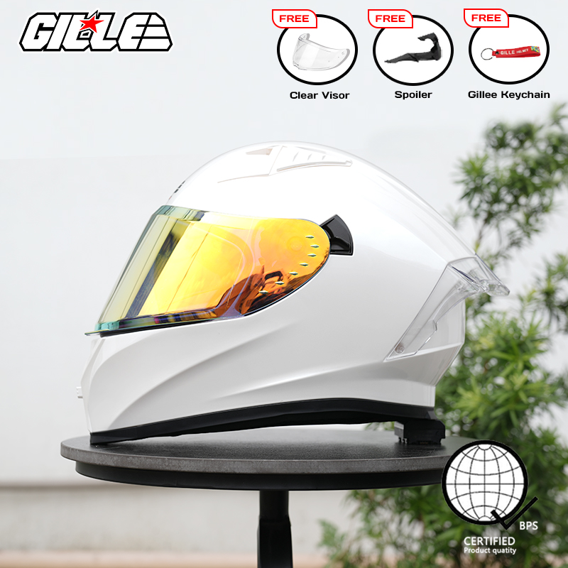 Gille Helmet 135 GTS V1 PLAIN Motorcycle Helmet Full Face Dual Visor ...