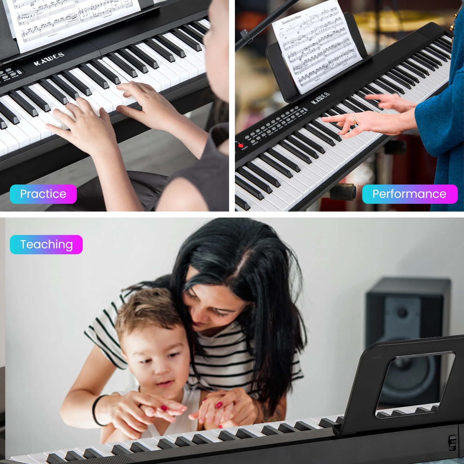 KAWES Bluetooth Digital 88 Keys Foldable Piano Keyboard Electric ...