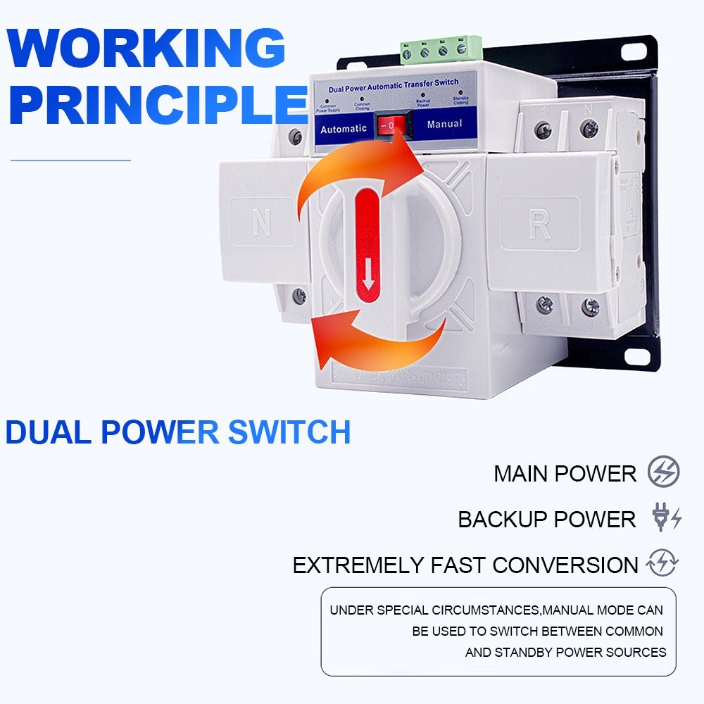 MCB type Dual Power Automatic transfer switch 2P 63A 100A ATS Circuit Breaker Electrical Switch ...