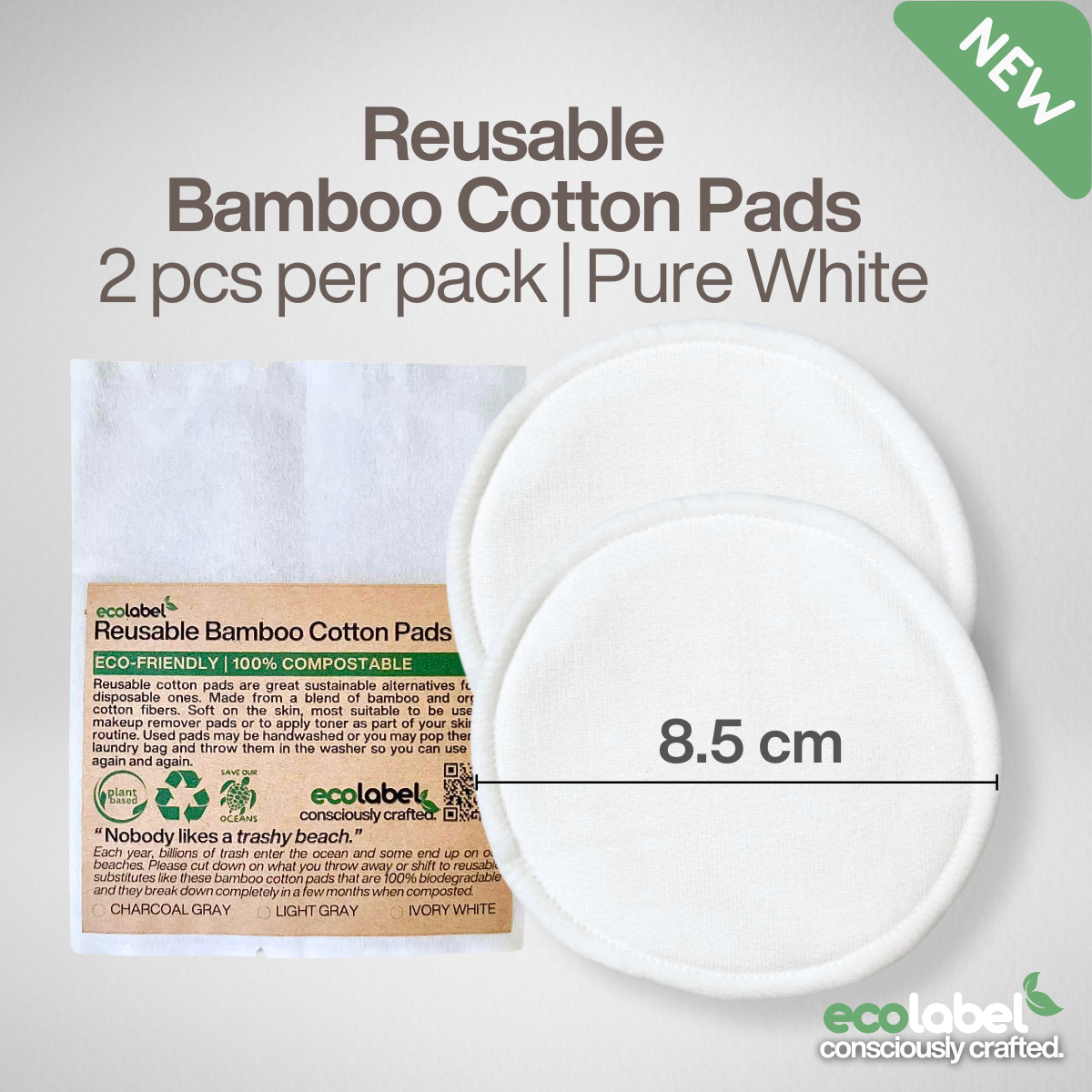 Eco-friendly Reusable Cotton Pads with Recycled Linen Bag Pure White ...