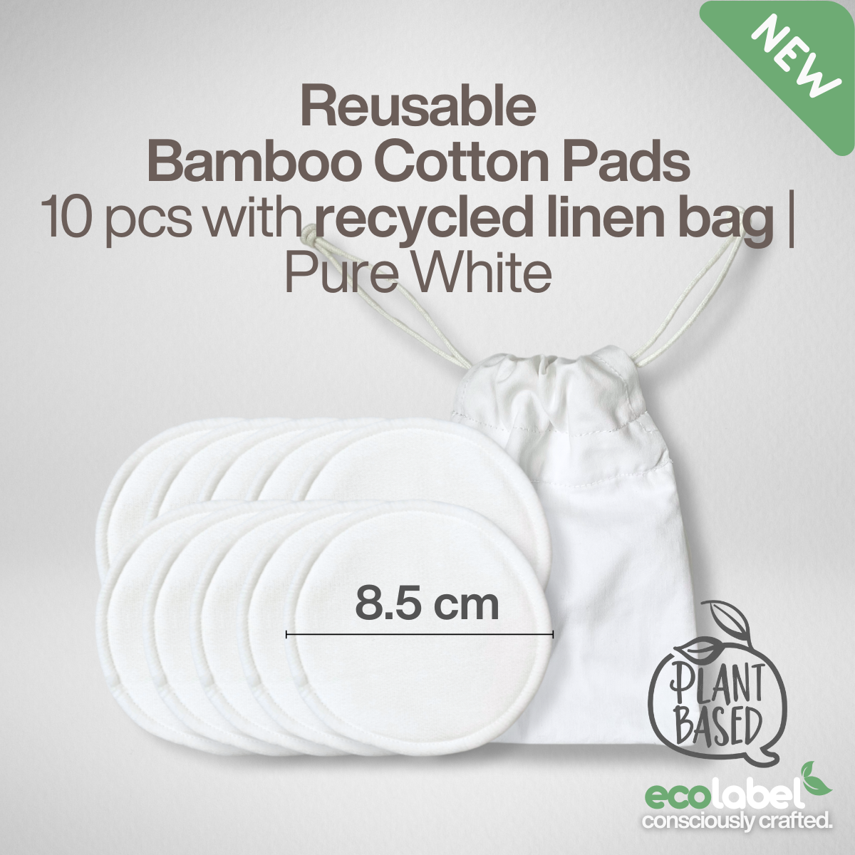 Eco-friendly Reusable Cotton Pads with Recycled Linen Bag Pure White ...