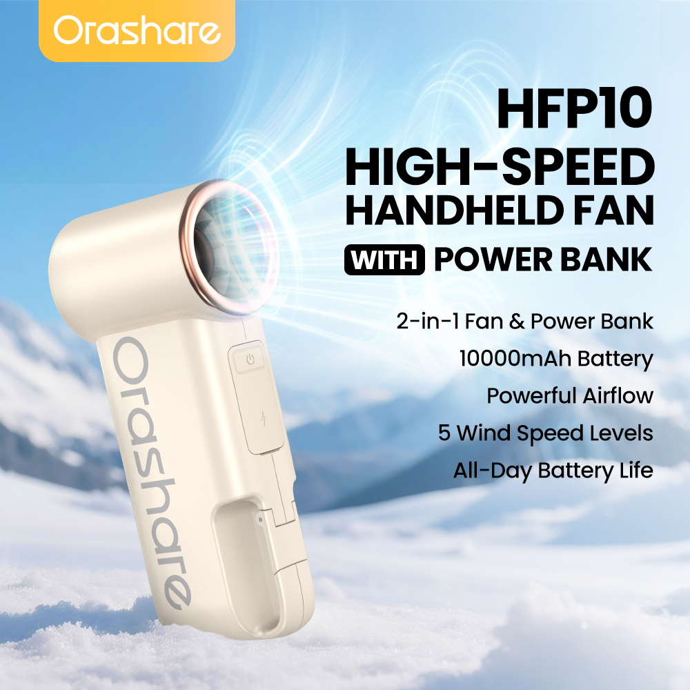 Orashare HFP10 Handheld Fan With Powerbank 10000mAh Rechargeable High ...