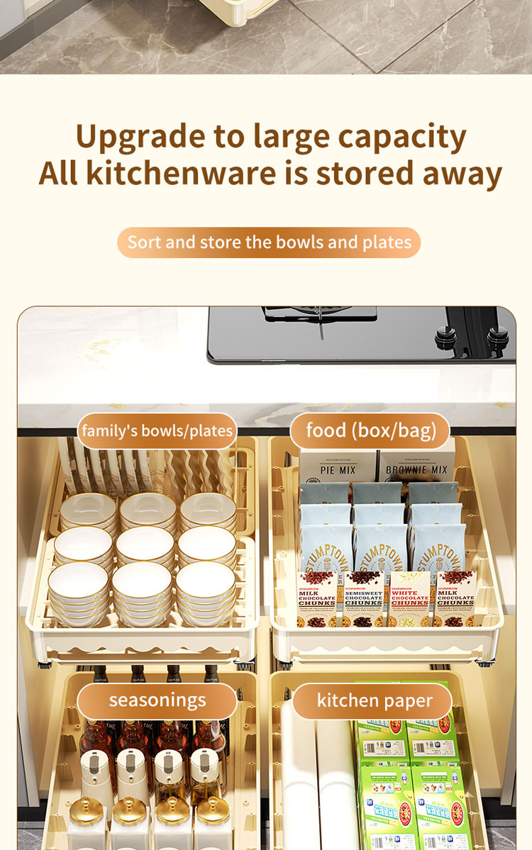 1/2PCS Pull Out Basket PP Dish Rack Pull Out Tray Plate Drawer Cabinet ...