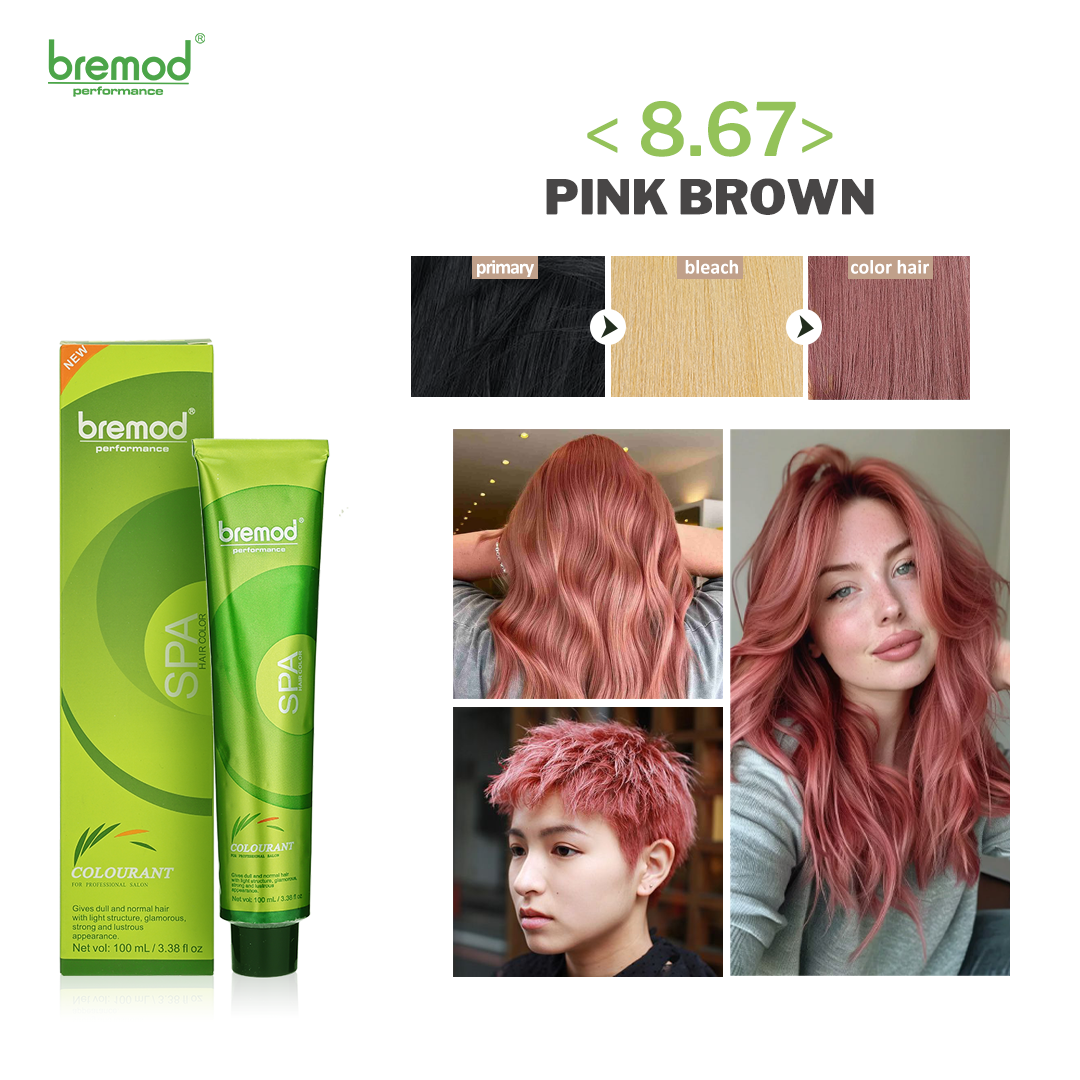 Bremod Hair Color 6.17 Honey Tea Brown Milk Tea Ash 8.17 Pink Purple ...