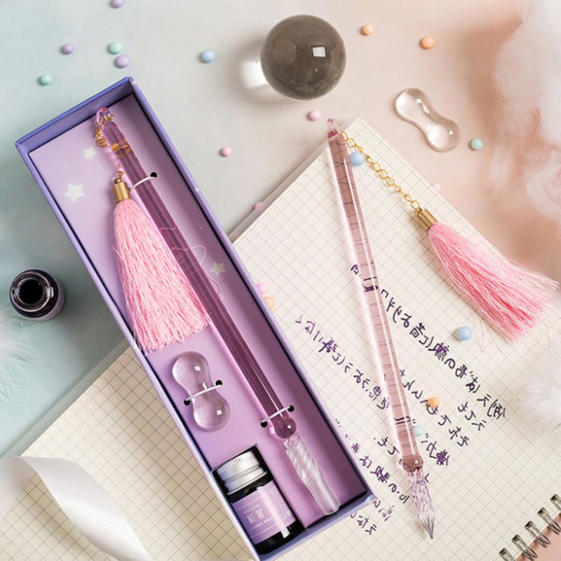 Glass Dip Pen Portable Travel Set With Protective Case Tropical ...