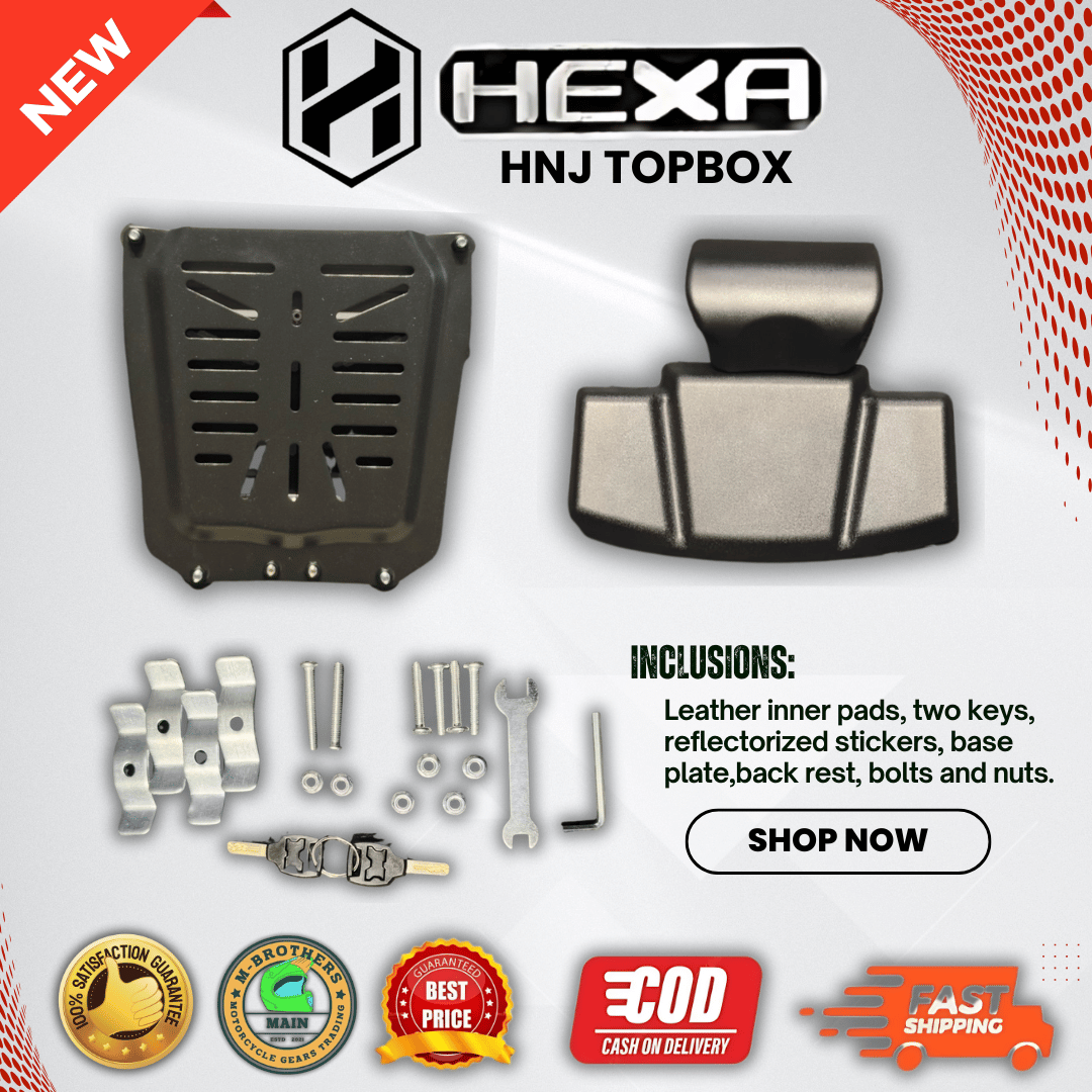 HNJ Hexa V3 Alloy - 45L Motorcycle Top Box Free Baseplate and Backrest ...