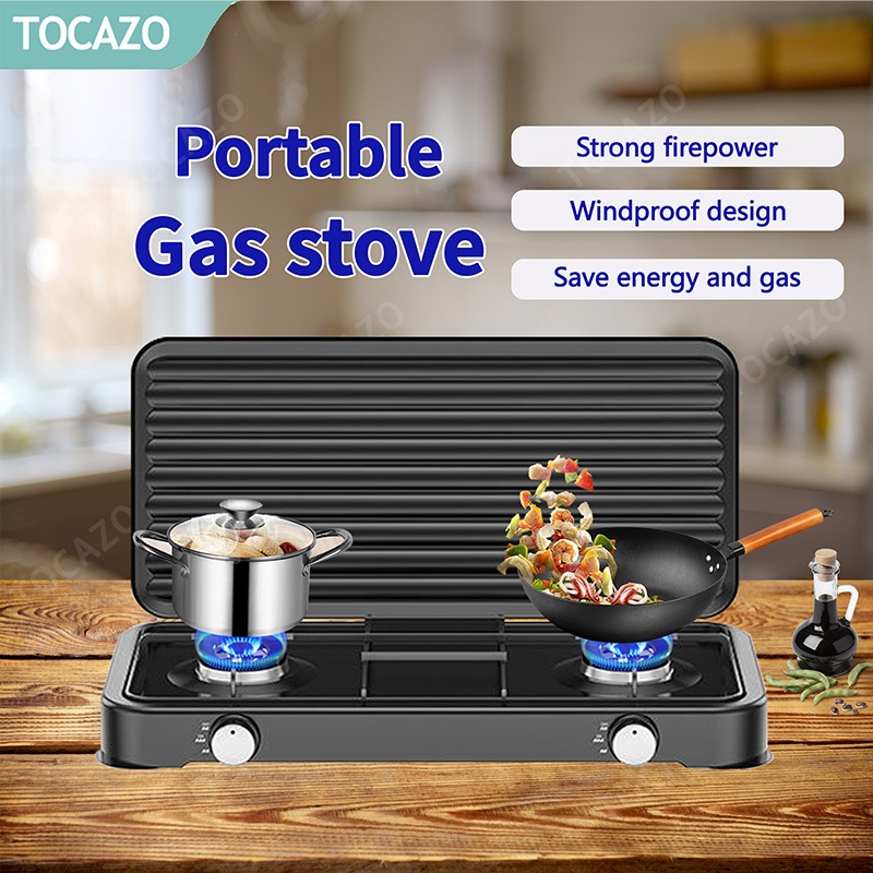 Double Burner Gas Stove Standard Stainless Manual Ignition Outdoor ...
