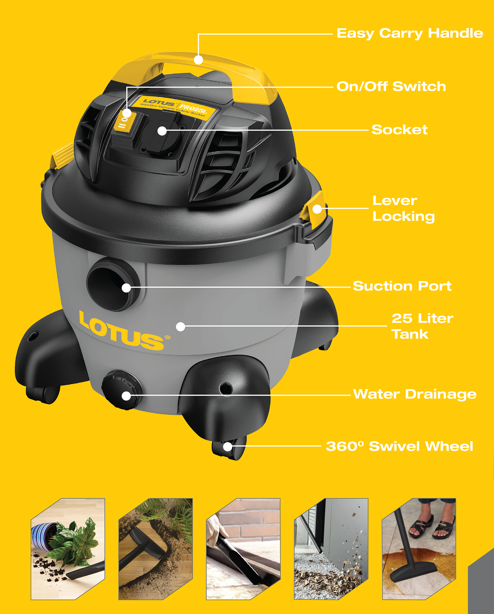 Lotus Vaccum Wet/Dry w/ Auto Socket PRO25L 69-214403 | Vacuum Cleaners ...