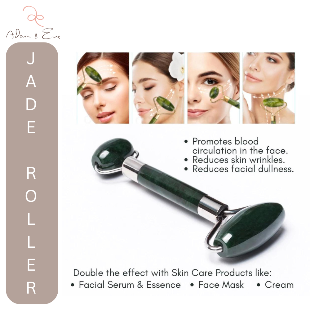 AE| Natural Dual End Jade Roller Head Facial Massage Roller Face Anti ...