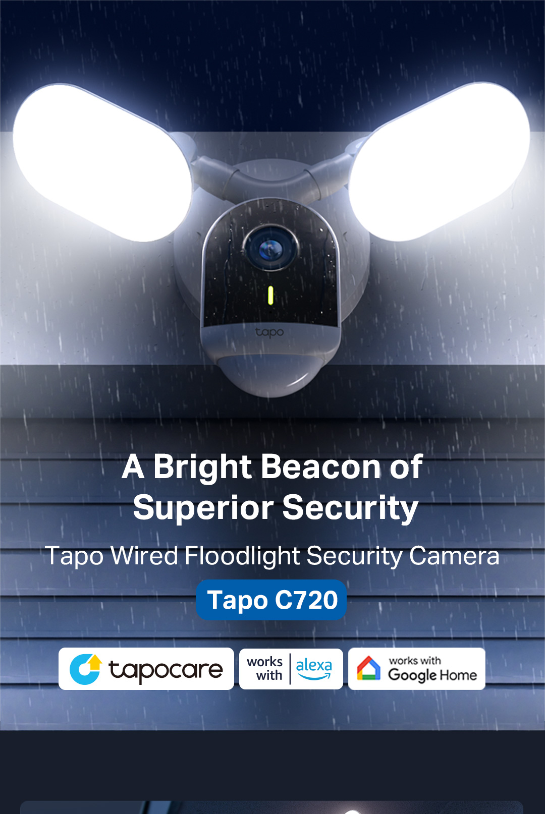 TP-Link | Tapo | C720 | 2K | Smart | Wi-Fi | Flood Light | IP65 | CCTV ...