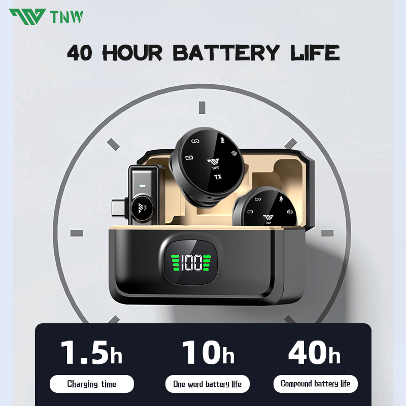 TNW A30 Lapel Microphone Wireless with charging Case Dual Lavalier Mic ...