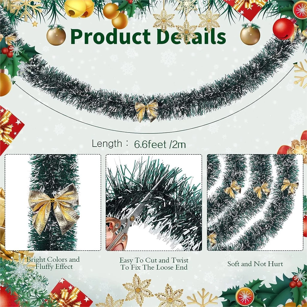 2M Christmas Garland Home Party Wall Door Decor Xmas Tree Ornaments ...