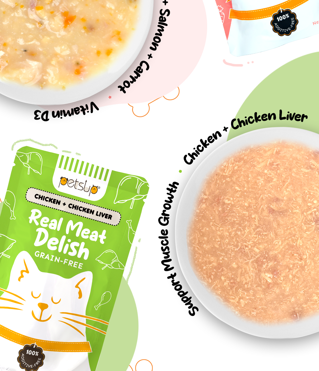 Petsup Cat Wet Food Real Meat Delish 85g - Chicken Salmon Tuna Carrot ...