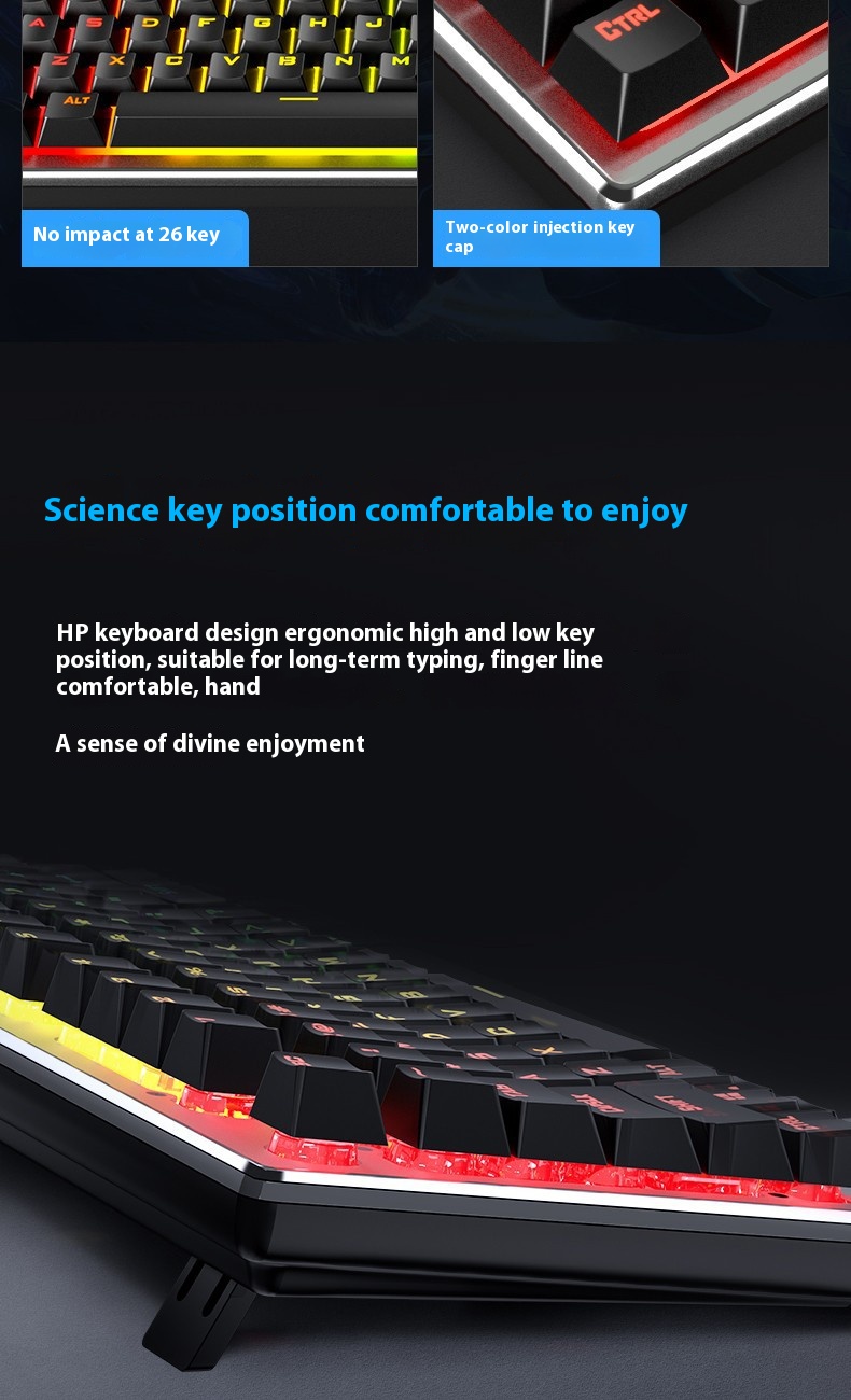 HP K500Y Mechanical Feel Wired Gaming Keyboard Dynamic Light Effect ...