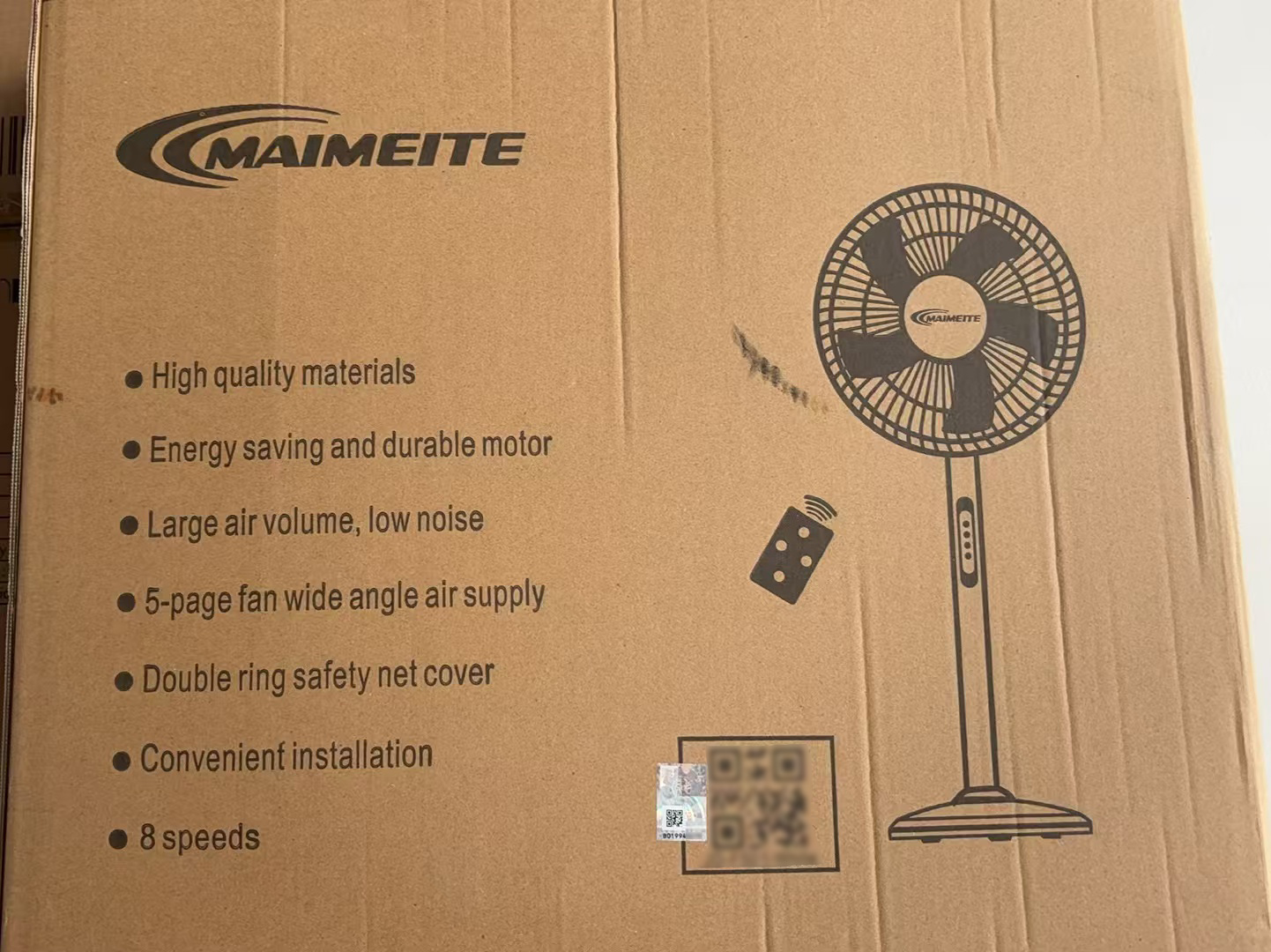 Maimeite 16 Inch Remote Control Floor Fan 5 Blade Strong Wind electric ...