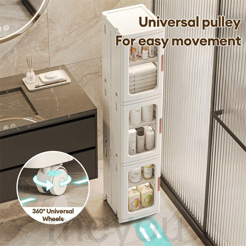 MEYOU Gap Storage Cabinet Foldable Storage Cabinet Bathroom Organizer ...