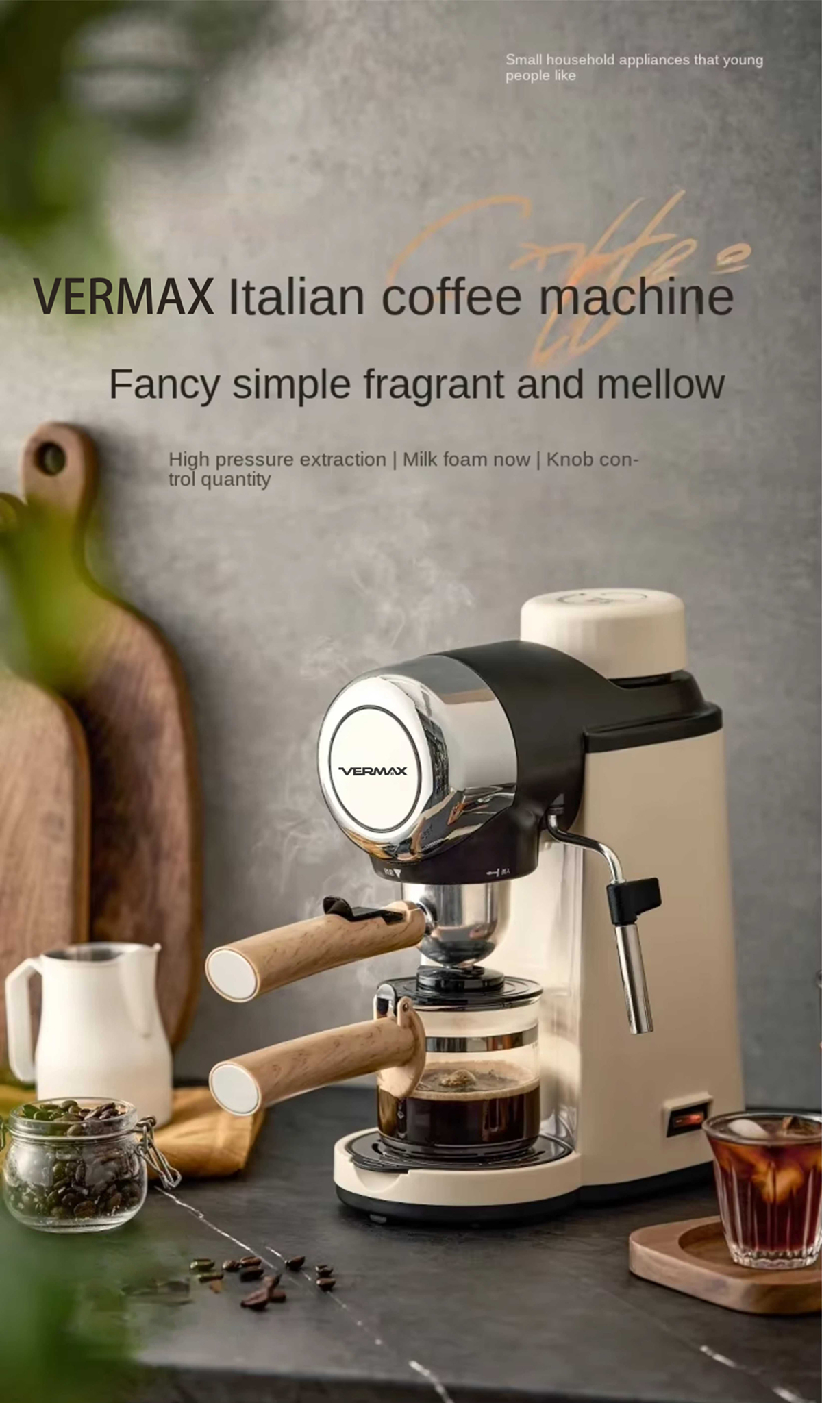 Vermax Mini Espresso Machine 5Bar Potable Coffee Maker Temperature ...