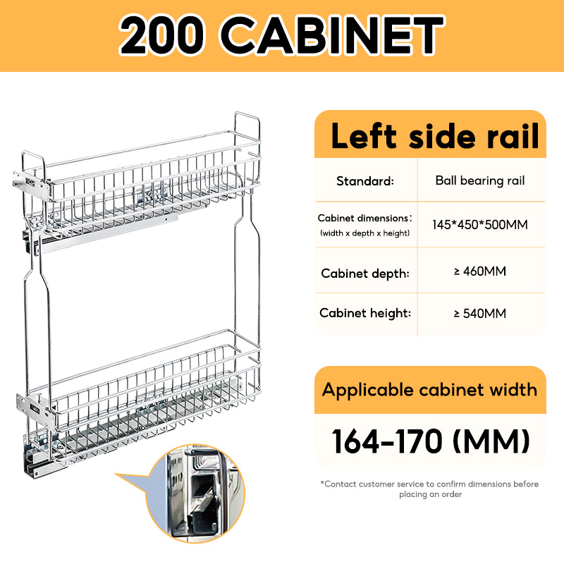 Kitchen Organizer Condiments Spice Rack Pull Out Basket 2 Layer Cabinet ...
