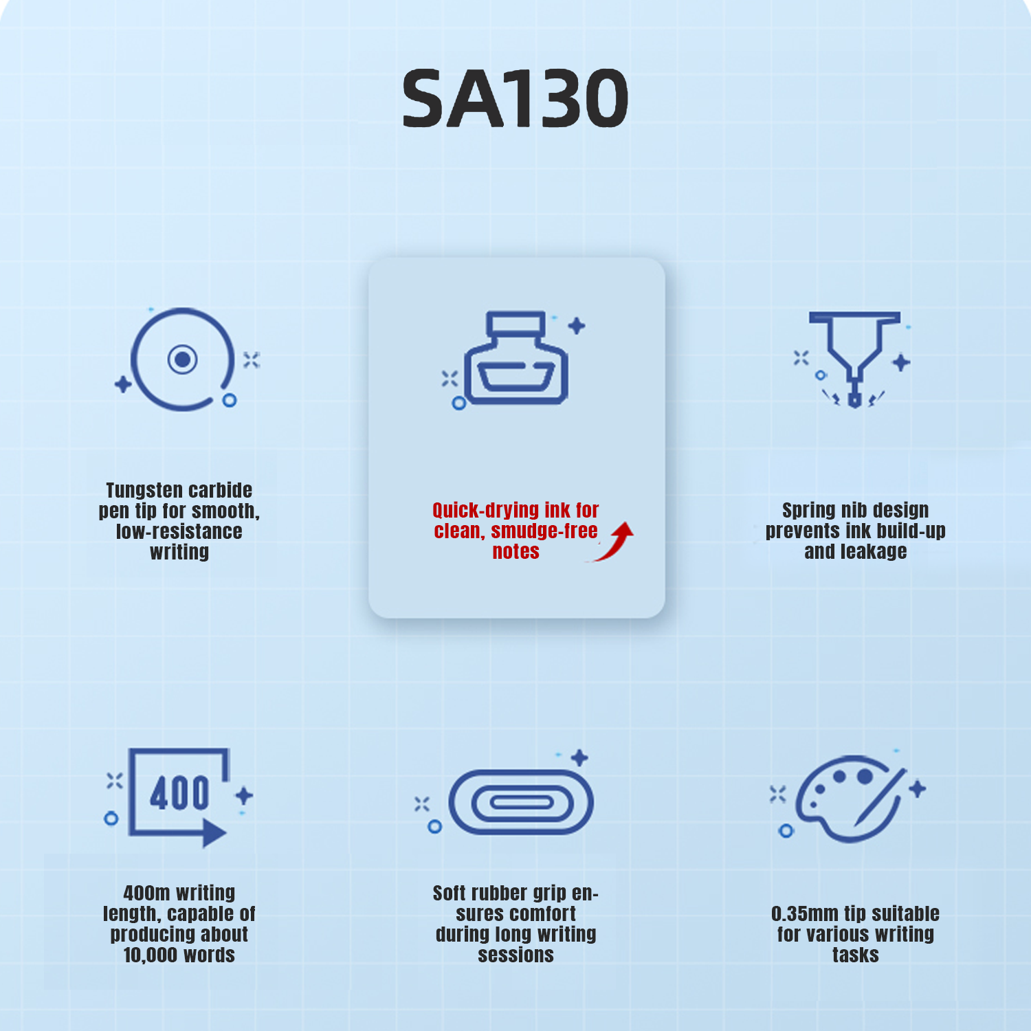 Deli SA130 Retractable Bullet Tip Gel Pen Smooth Writing 0.35mm Black ...