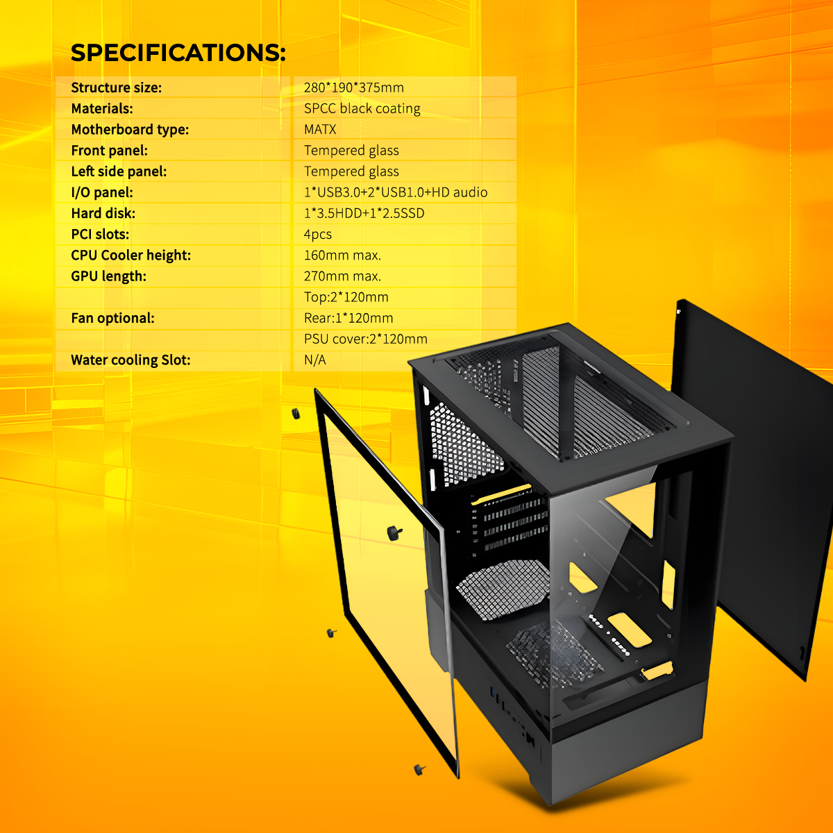 RAKK MASID MATX Tempered Gaming Case Black or White PC Cases | Shopee ...