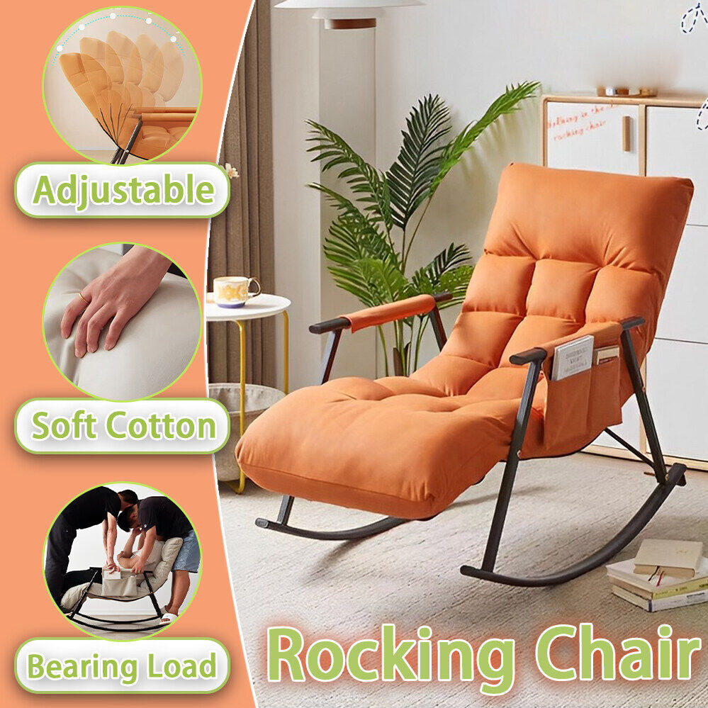 【Adjustable】Lazy Rocking Chair Leisure Reclining Chair Lazy Sofa Lounge ...