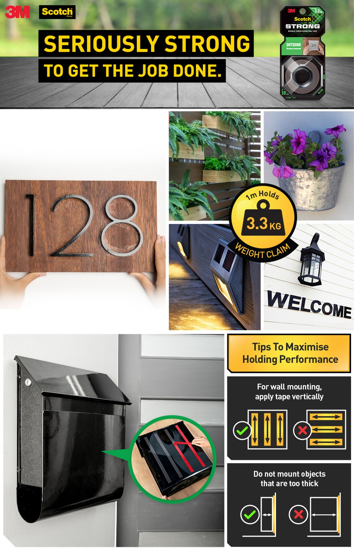 3M™ Scotch® Outdoor Weather Resistant Double Sided Mounting Tape, 1pc/pack, 19mm x 1.5m | Shopee ...