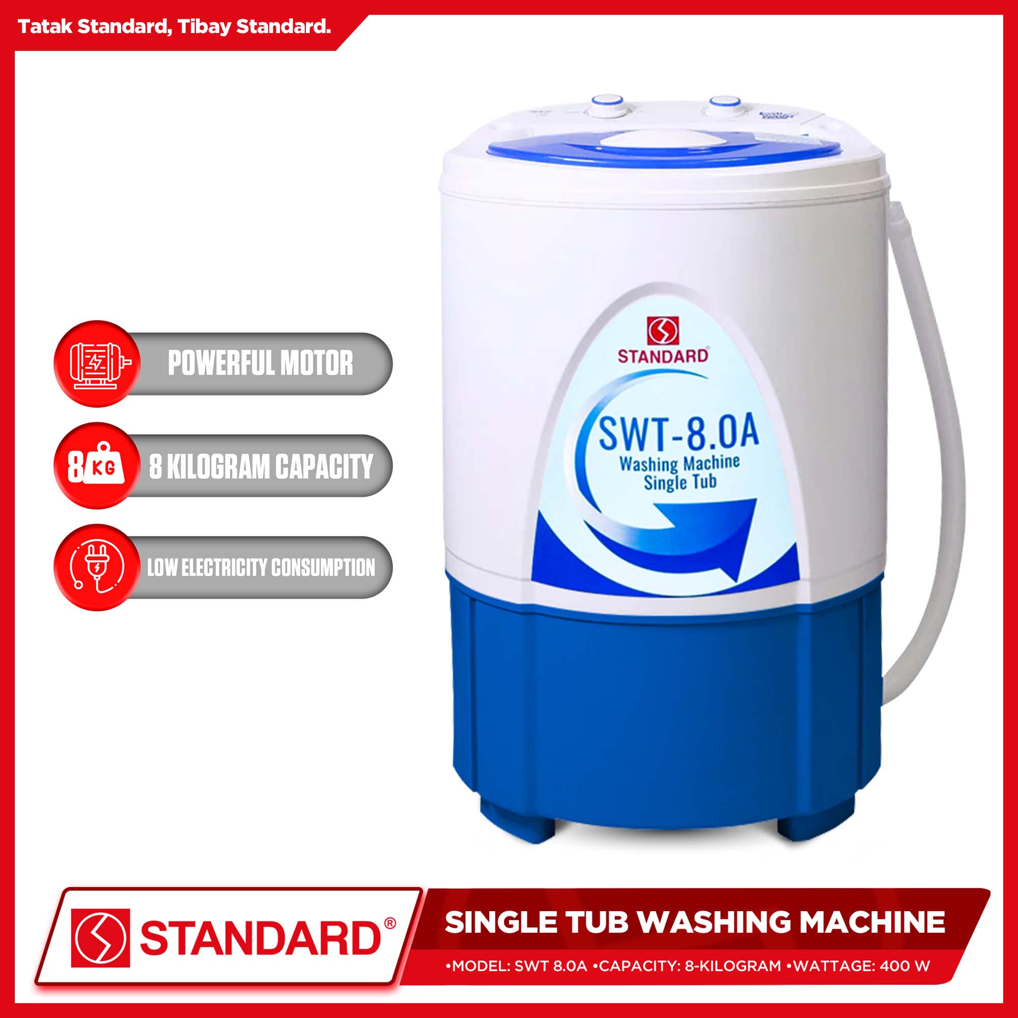 Standard Appliances SINGLE TUB Washing Machine SWT-8.0A / 8 KG Capacity ...