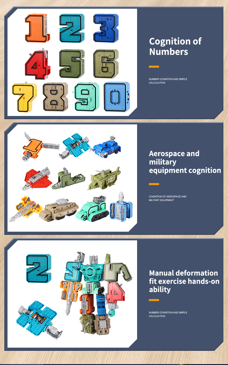 10 Pcs Full Set Transformers Number Robot Toy Set DIY Assemble Number ...