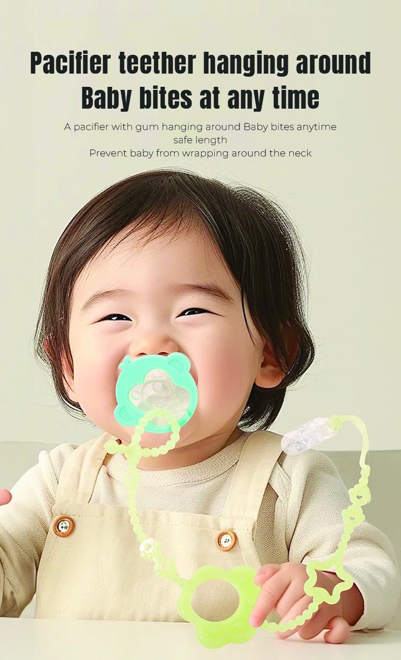 Baby Pro Baby Silicone Strap Pacifier Chain Teether Cat Paw Shape ...