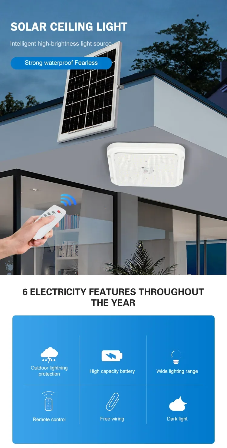 solar ceiling light 3 color solar light 5000W solar ceiling lamp solar ...