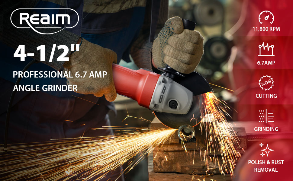 REAIM Angle Grinder 100mm (4'') Red MT-954 Powerful Industrial Angle ...