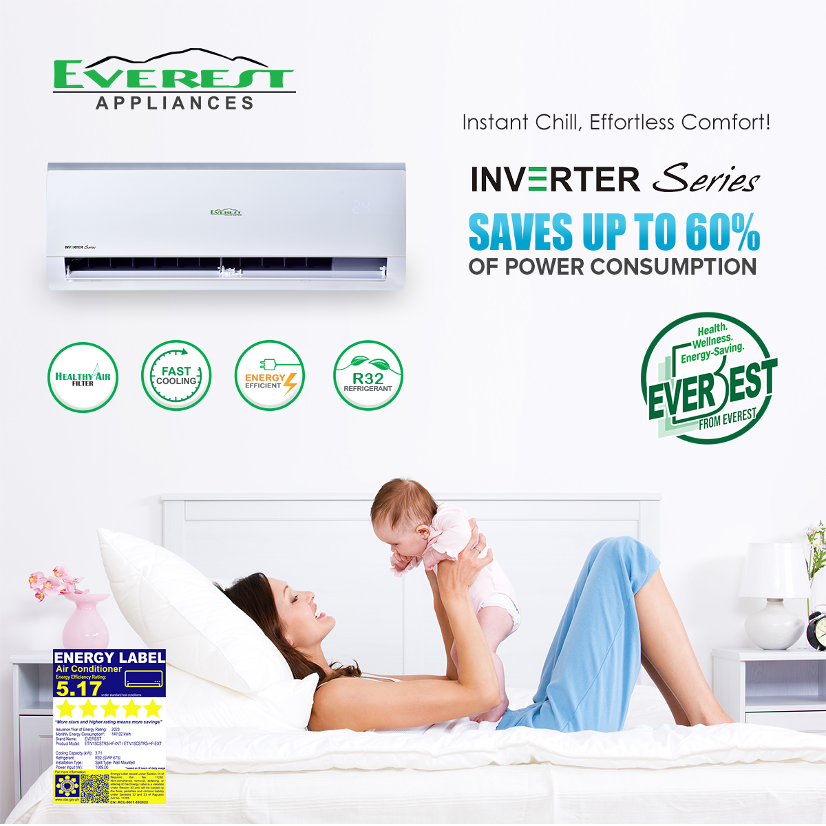 EVEREST Inverter Split Type Aircon/ With 1st 10ft. Installation ...