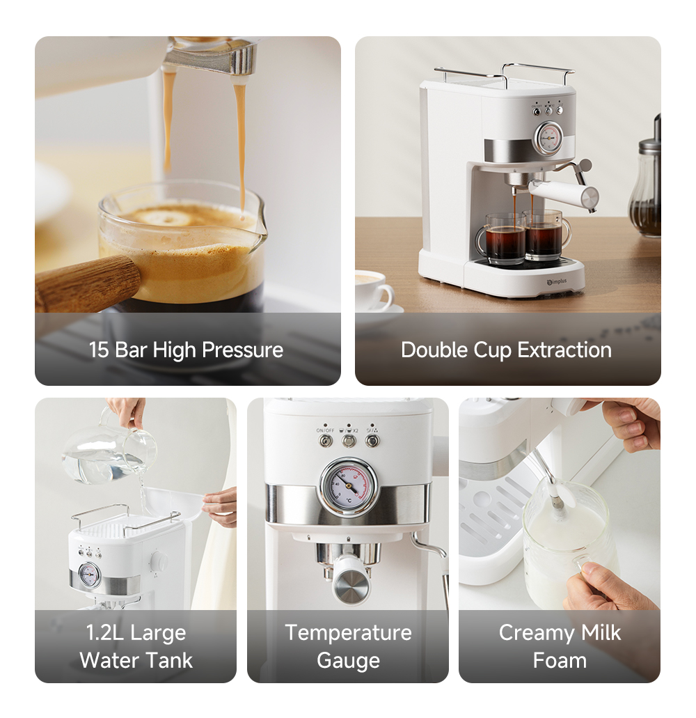 Simplus Espresso Coffee Machine Semi-Automatic 15Bar High Pressure 1.2L ...